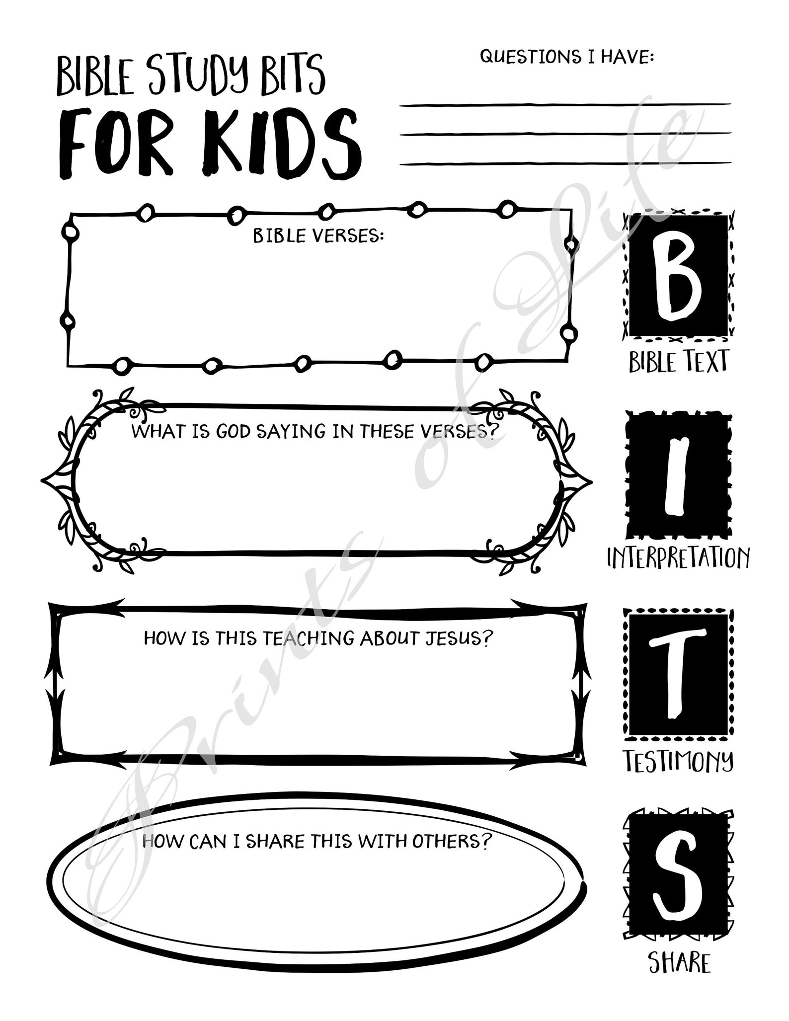 Bible Study Journal Notes for Kids. BITS. Boys Girls Youth | Etsy