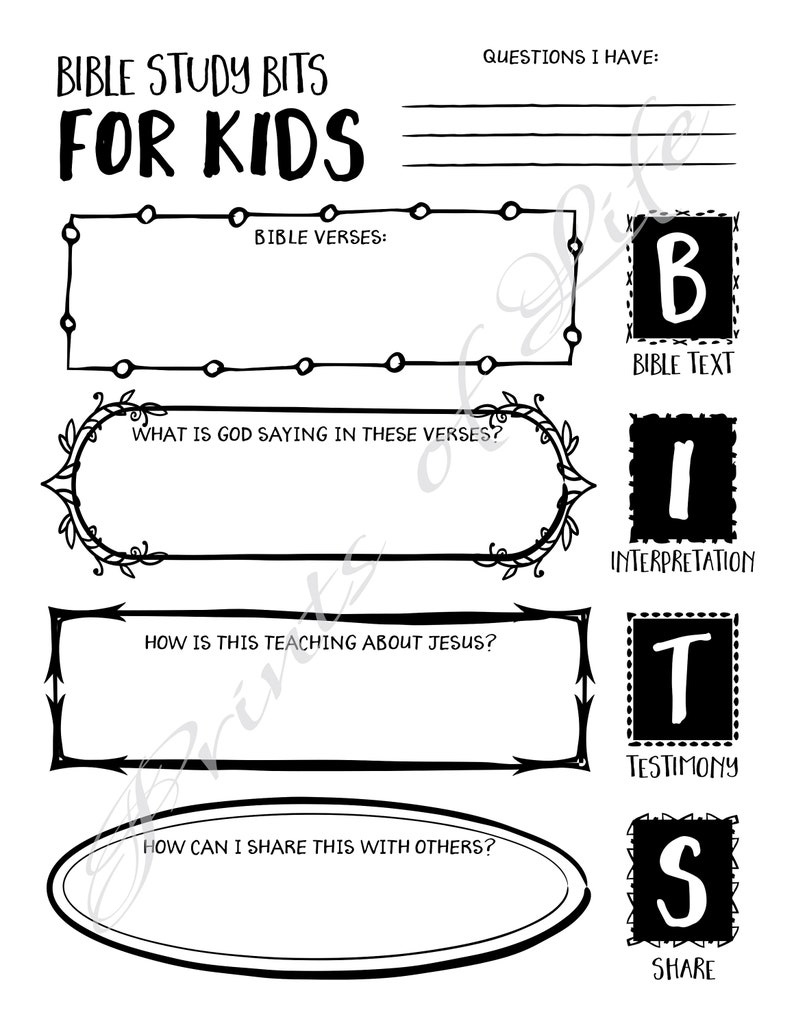 Bible Study Journal Notes for Kids. BITS. Boys Girls Youth - Etsy