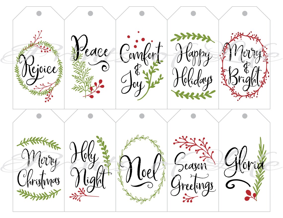 Christmas Greenery Gift Tags. DIY Instant Download Printable. - Etsy