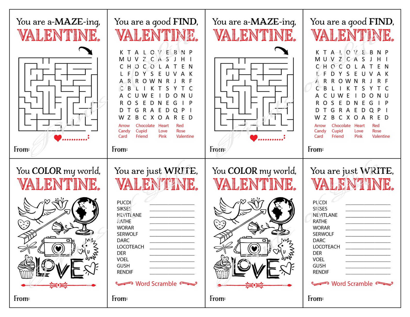 Kids Valentine Cards for School. Puzzles Valentines Day Card. DIY ...