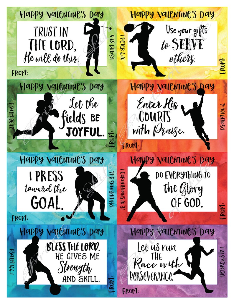 Kids Valentine Cards With Bible Verses. Sports Valentines Day Boys ...