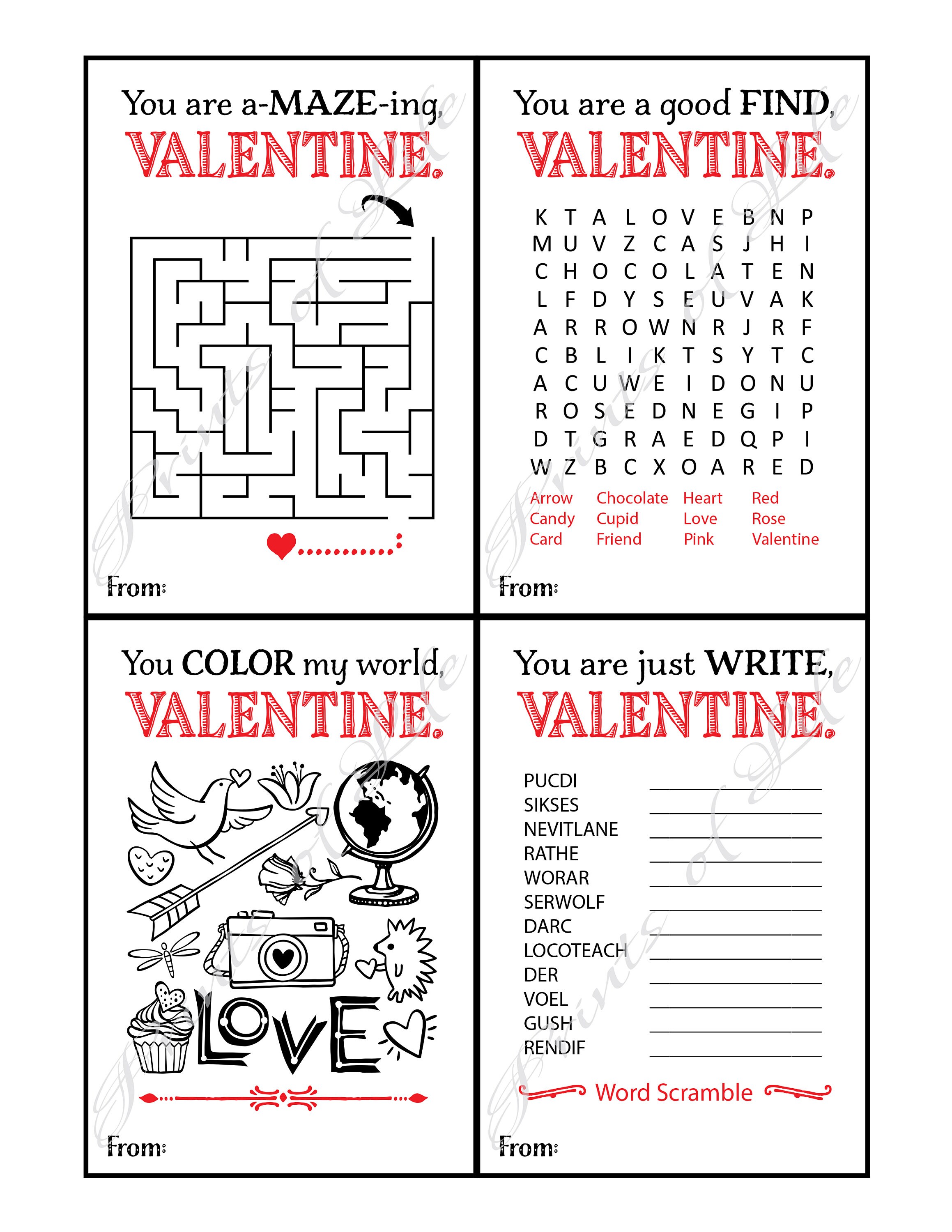 Kids Valentine Cards for School. Puzzles Valentines Day Card. | Etsy