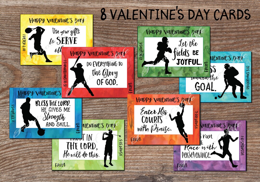 Kids Valentine Cards With Bible Verses. Sports Valentines Day Boys ...
