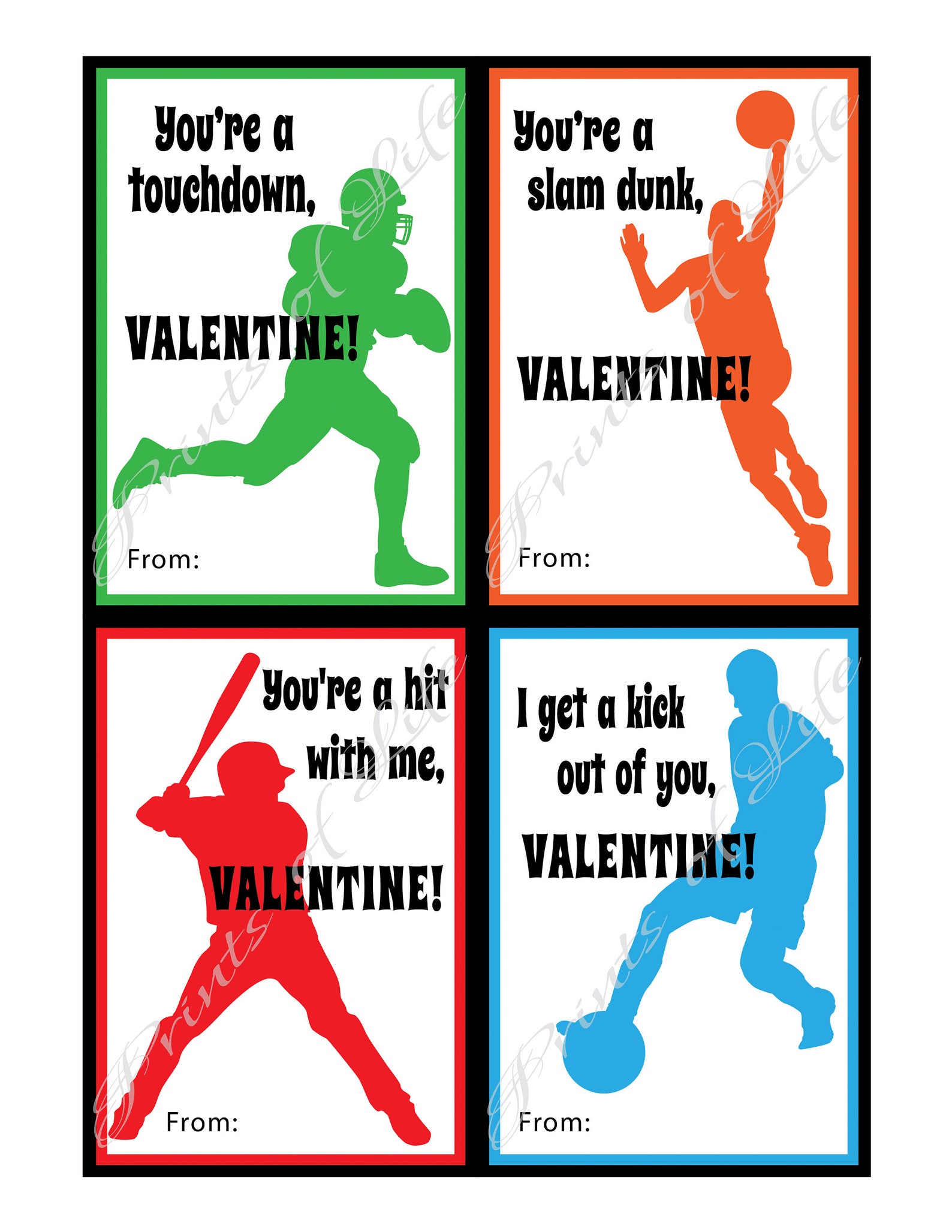 Kids Valentine Cards for School. Sports Valentine's Day. - Etsy