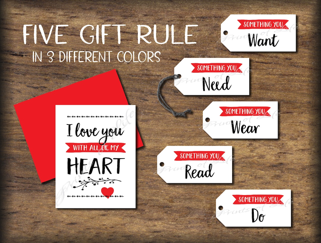 5 Gift Rule Tags & Card. 4 Gift Rule Instant Download Printable. Five ...