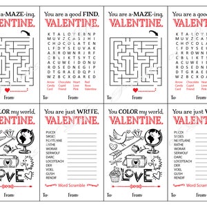 Kids Valentine Cards for School. Puzzles Valentines Day Card. DIY ...