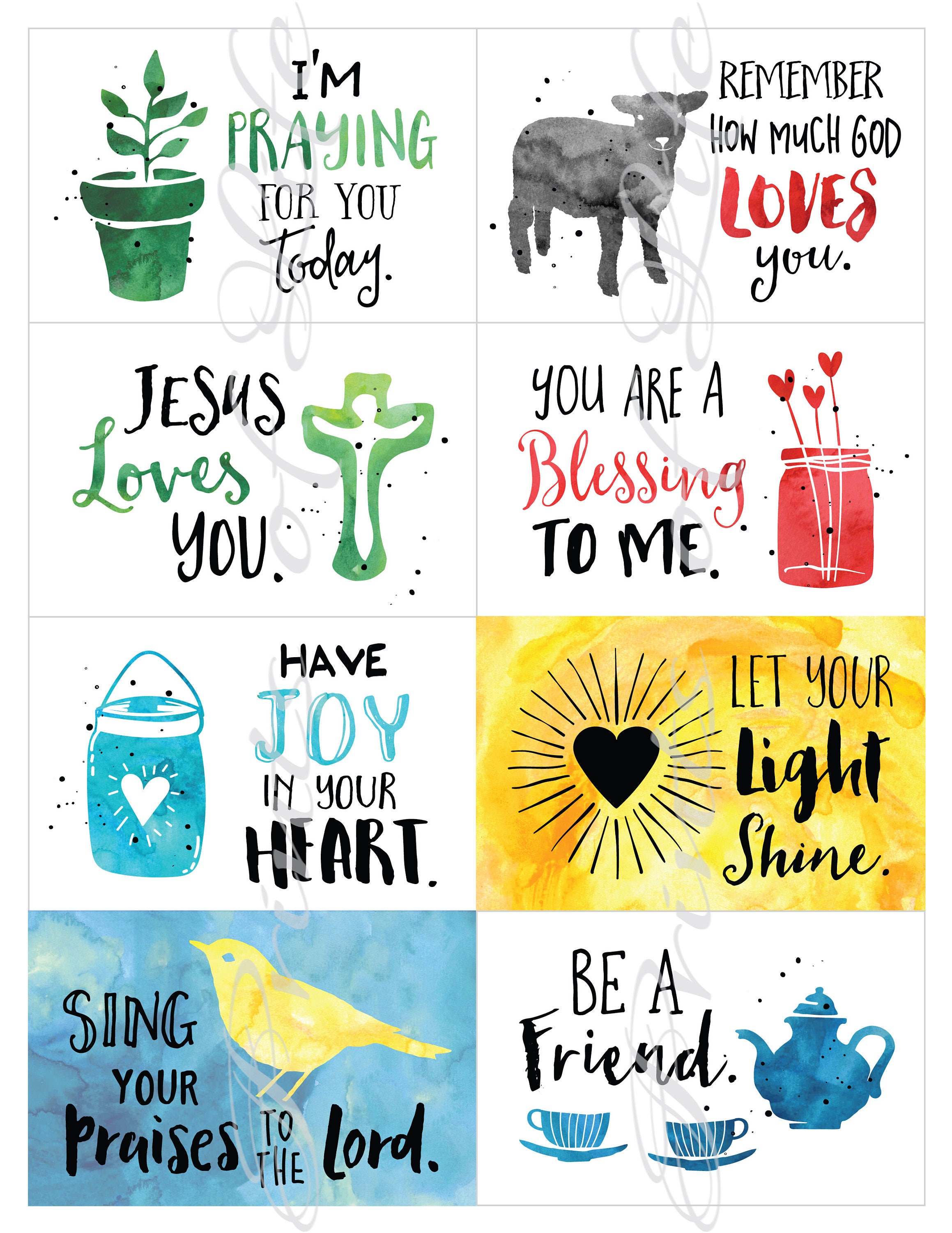 Lunchbox Cards. Set 3. Christian Notes. Instant Download - Etsy Singapore