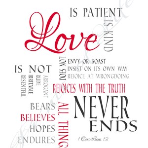 Love: 1 Corinthians 13. Instant Download. DIY Printable. Christian ...