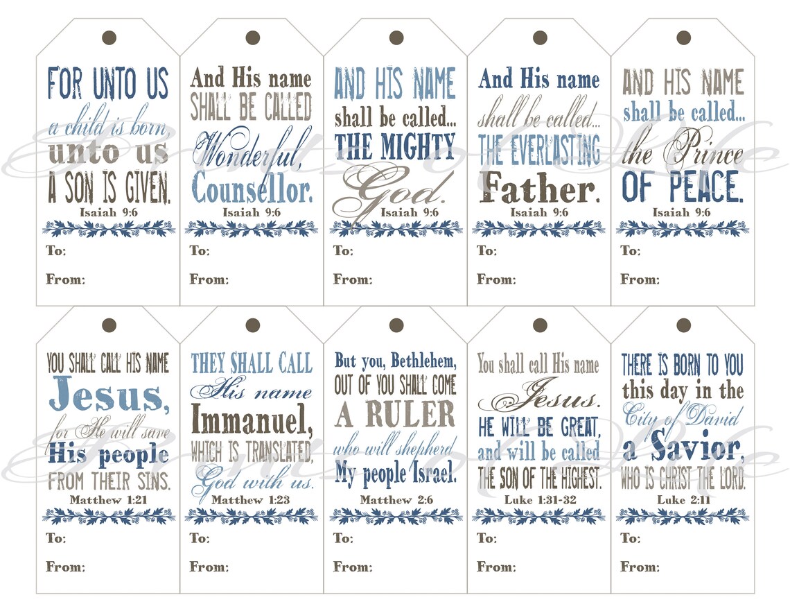 Christmas Gift Tags. Names of Jesus. Instant Download Printable ...