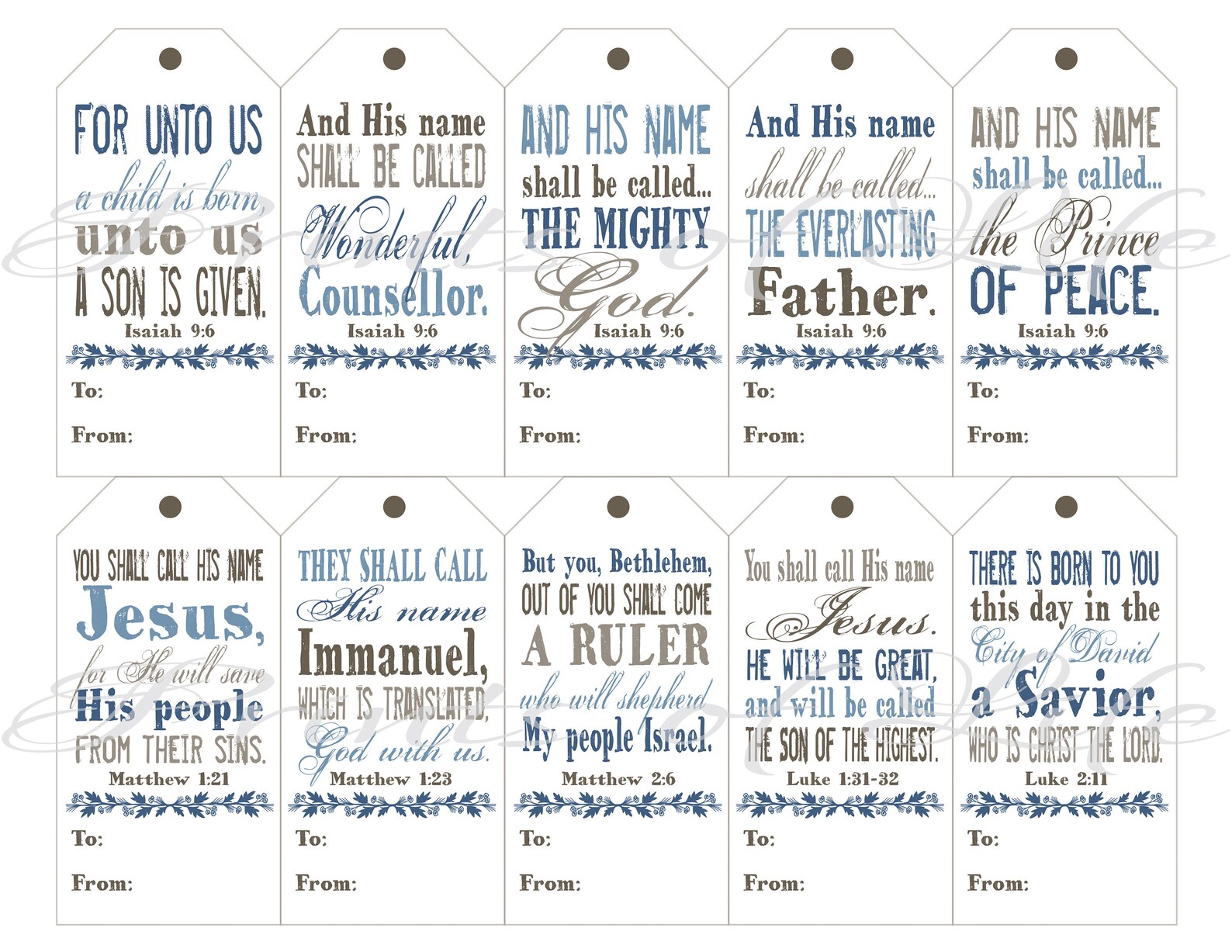 Christmas Gift Tags. Names of Jesus. Instant Download Printable ...