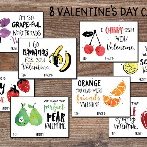 Printable Fruit Valentine's Day Cards . Kids Valentines - Etsy Canada