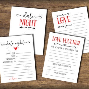 Date Night Card, Love Note Voucher. Instant Download Printable ...