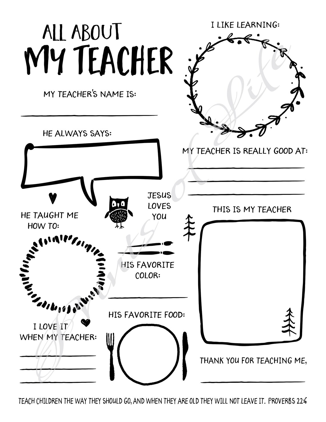 All About My Teacher. male. Instant Download Printable. - Etsy
