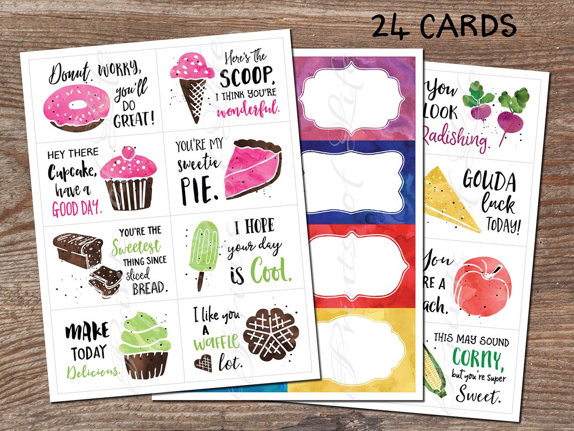 Lunch Notes. Set 14. Fun Food. Sweets. Instant Download - Etsy Canada