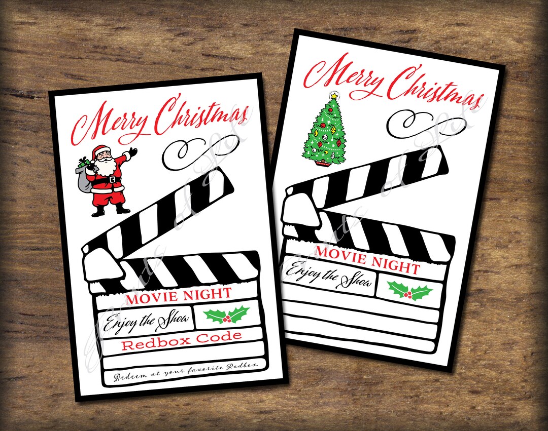 Printable Christmas Redbox Code Gift Card. Instant Download Digital PDF ...