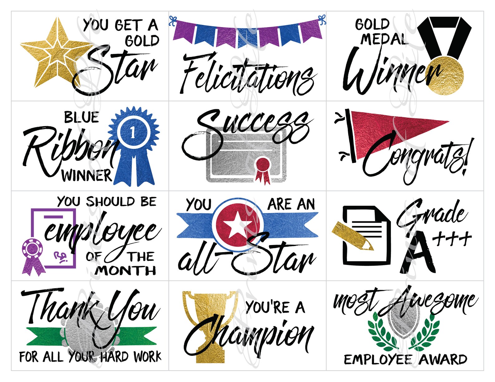 Recognition / Award Cards. Lunch Box Cards. Instant Download | Etsy