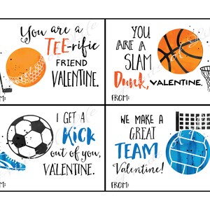 Kids Valentine Cards. Sports Valentines Day. Boys Girls. Instant ...