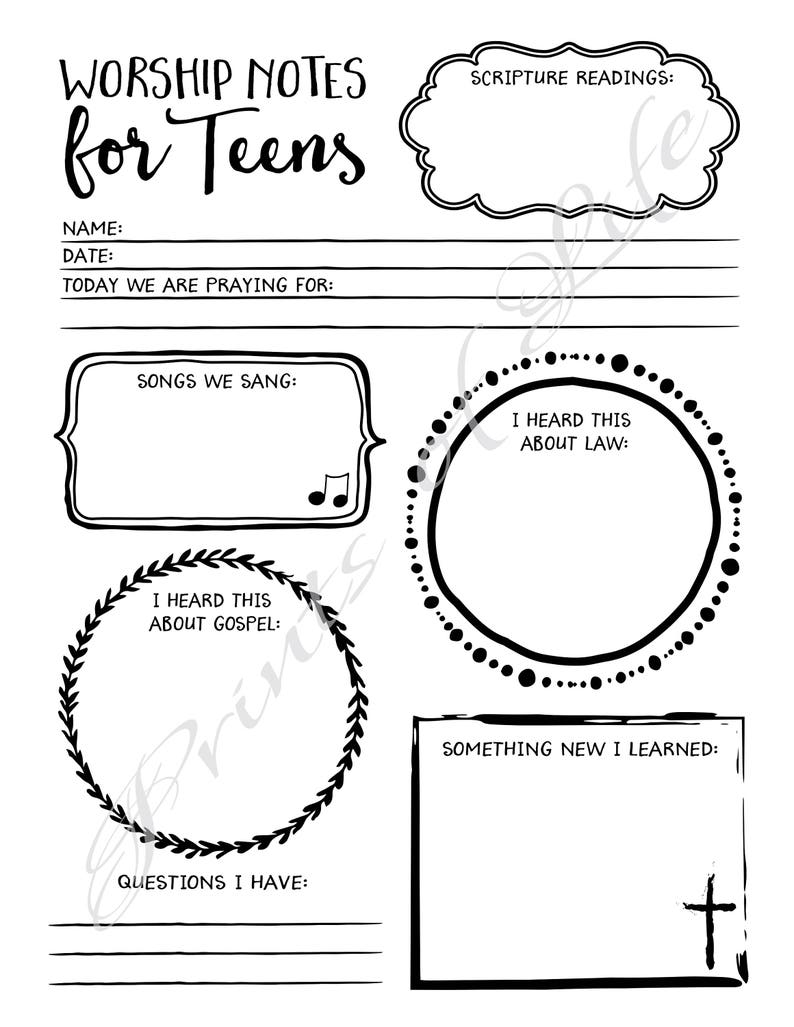 Worship Notes for Teens. Sermon Notes: Boys, Girls, Youth, Kids ...