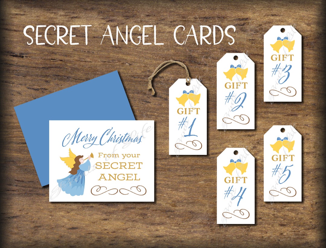 Secret Angel Gift Tags & Card. Instant Download Printable. Christmas ...