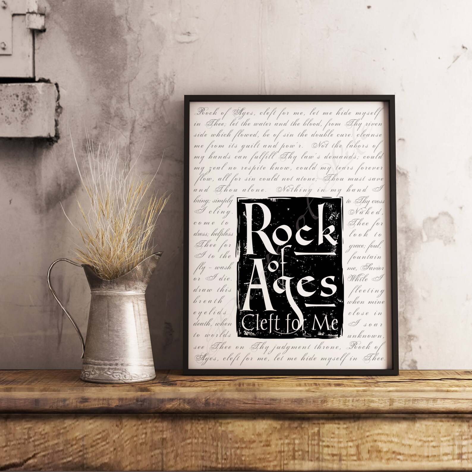 Christian wall art. Rock of Ages Cleft for Me. Instant | Etsy