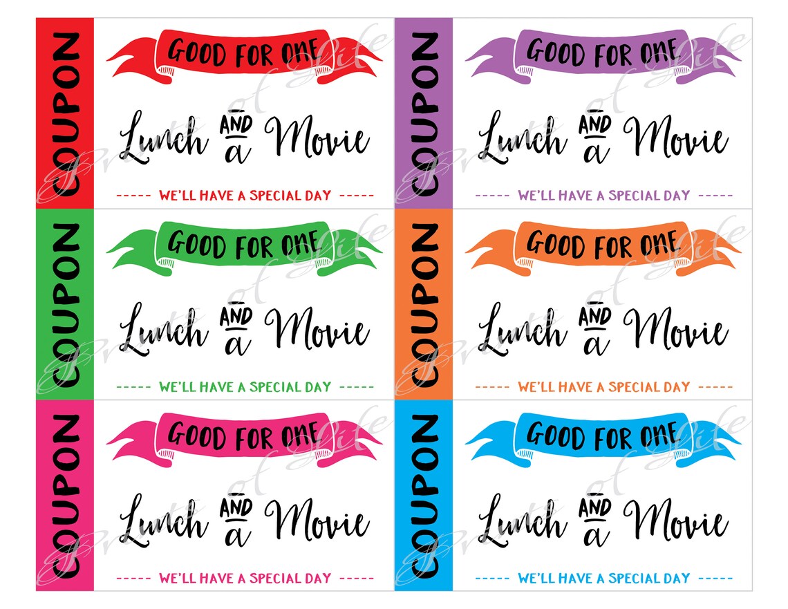 Dinner and a Movie Coupon. Instant Download. Valentines Day - Etsy