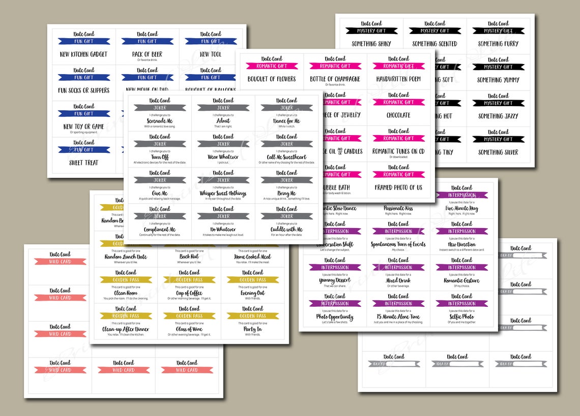 192 Date Night Idea cards. Instant download printable. Fun | Etsy
