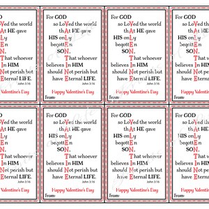 Kids Valentine Cards With John 3:16 Bible Verse. Valentines Day Card ...