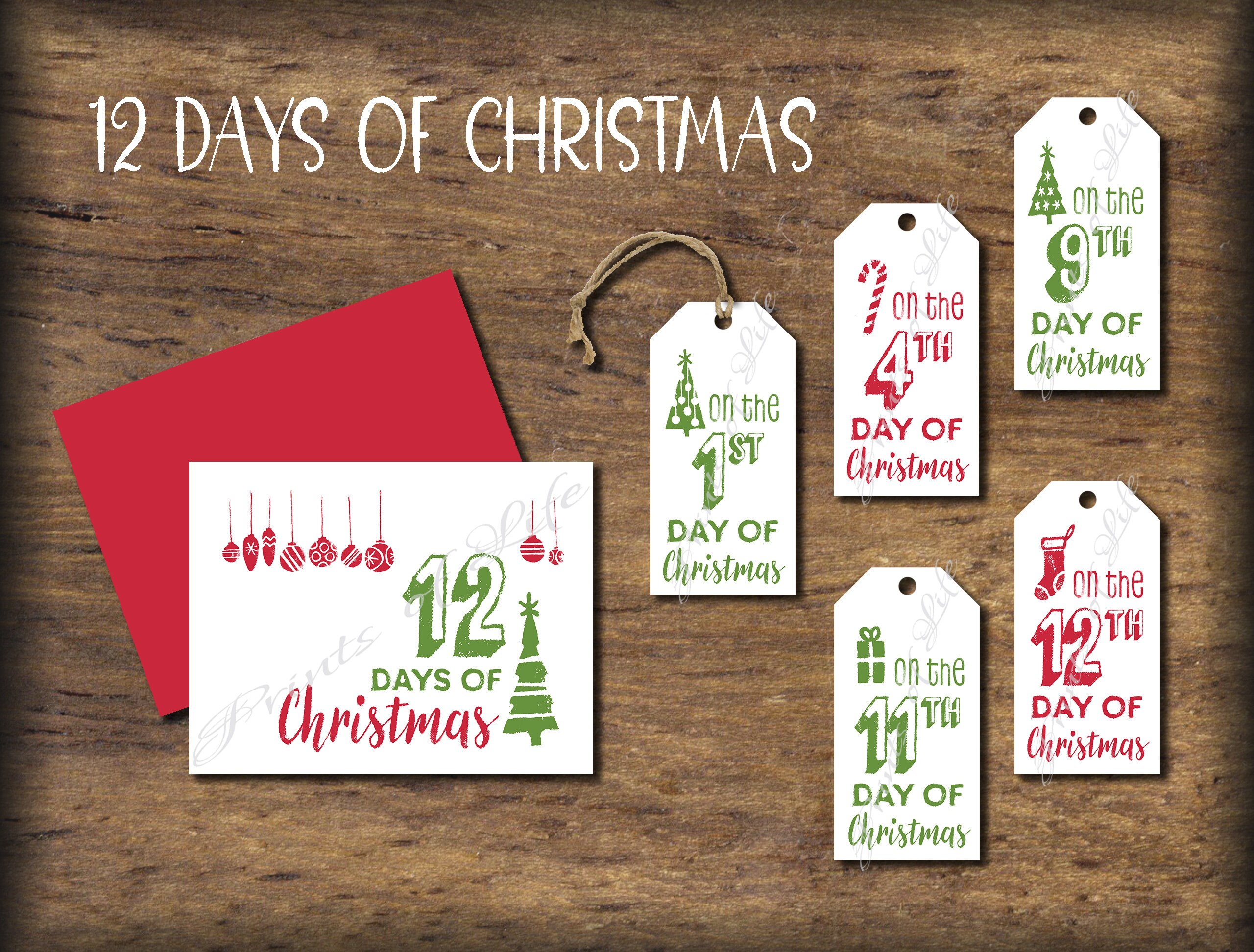 12 Days of Christmas Gift Tags & Card. Instant download | Etsy