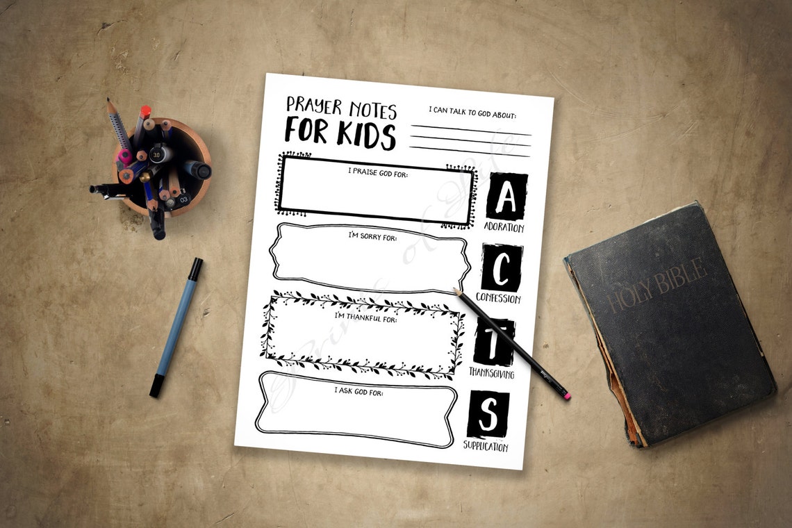 Prayer Notes for Kids. Instant Download Printable. Boys, Girls, Youth ...