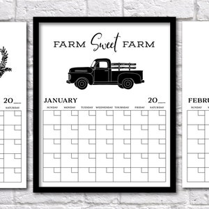 Farmhouse Monthly Perpetual Calendar. Instant Digital Download ...
