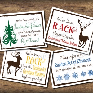 Christmas Random Act of Kindness Cards. Instant Download Printable. DIY ...