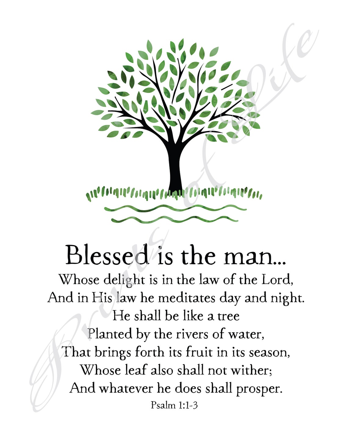 Christian Wall Art. Blessed is the Man. Psalm 1:1-3 Instant Download ...