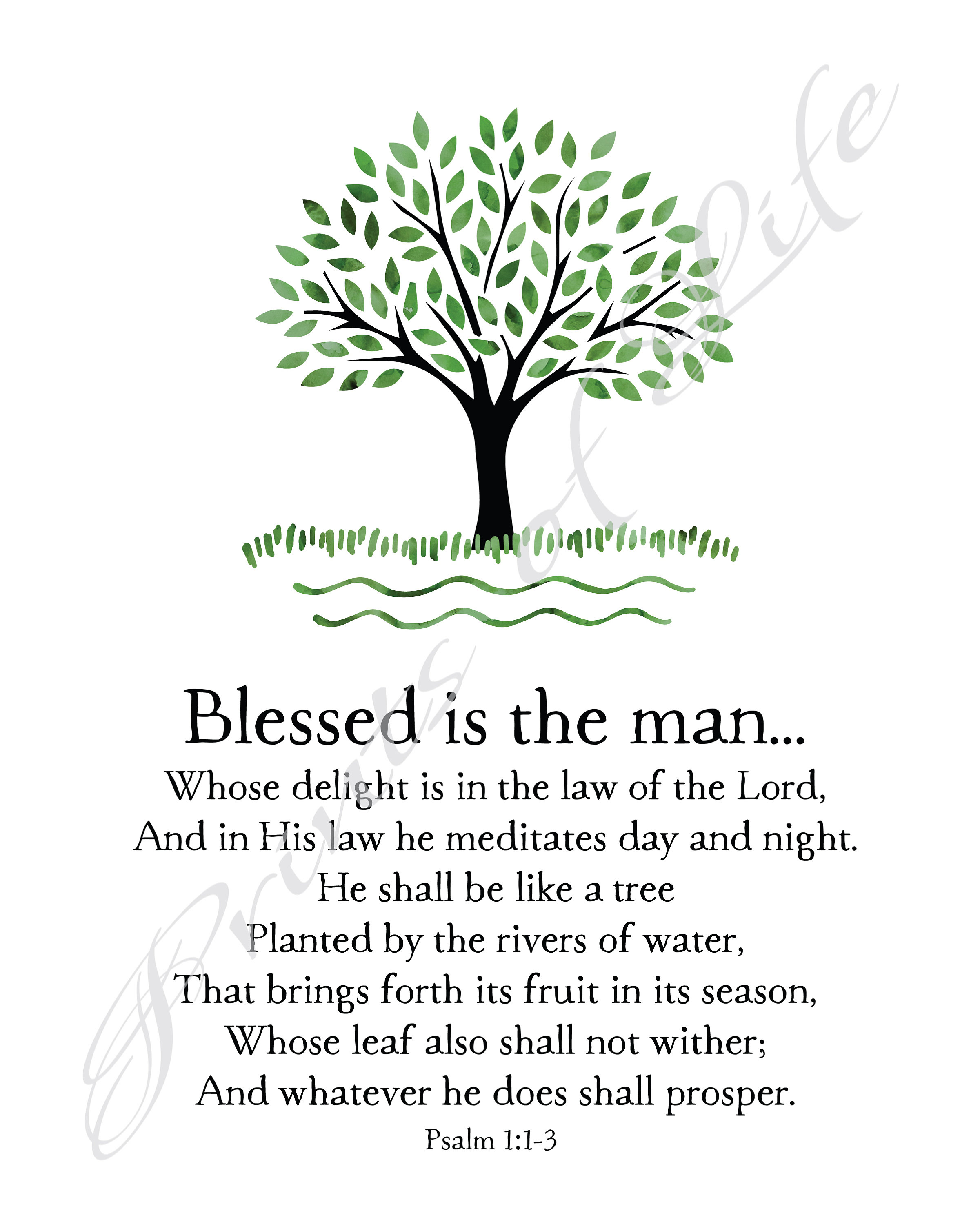 Christian Wall Art. Blessed is the Man. Psalm 1:1-3 Instant | Etsy