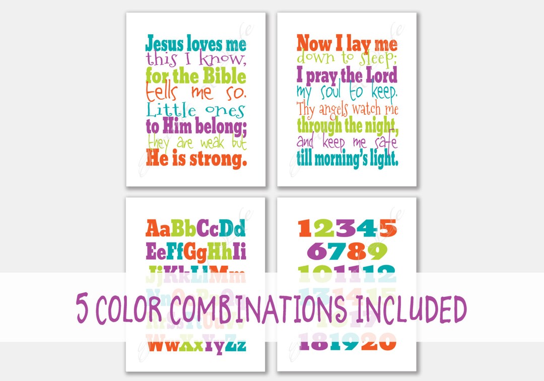 Set of 4 Kids Printables. Jesus Loves Me. Now I Lay Me Down to - Etsy