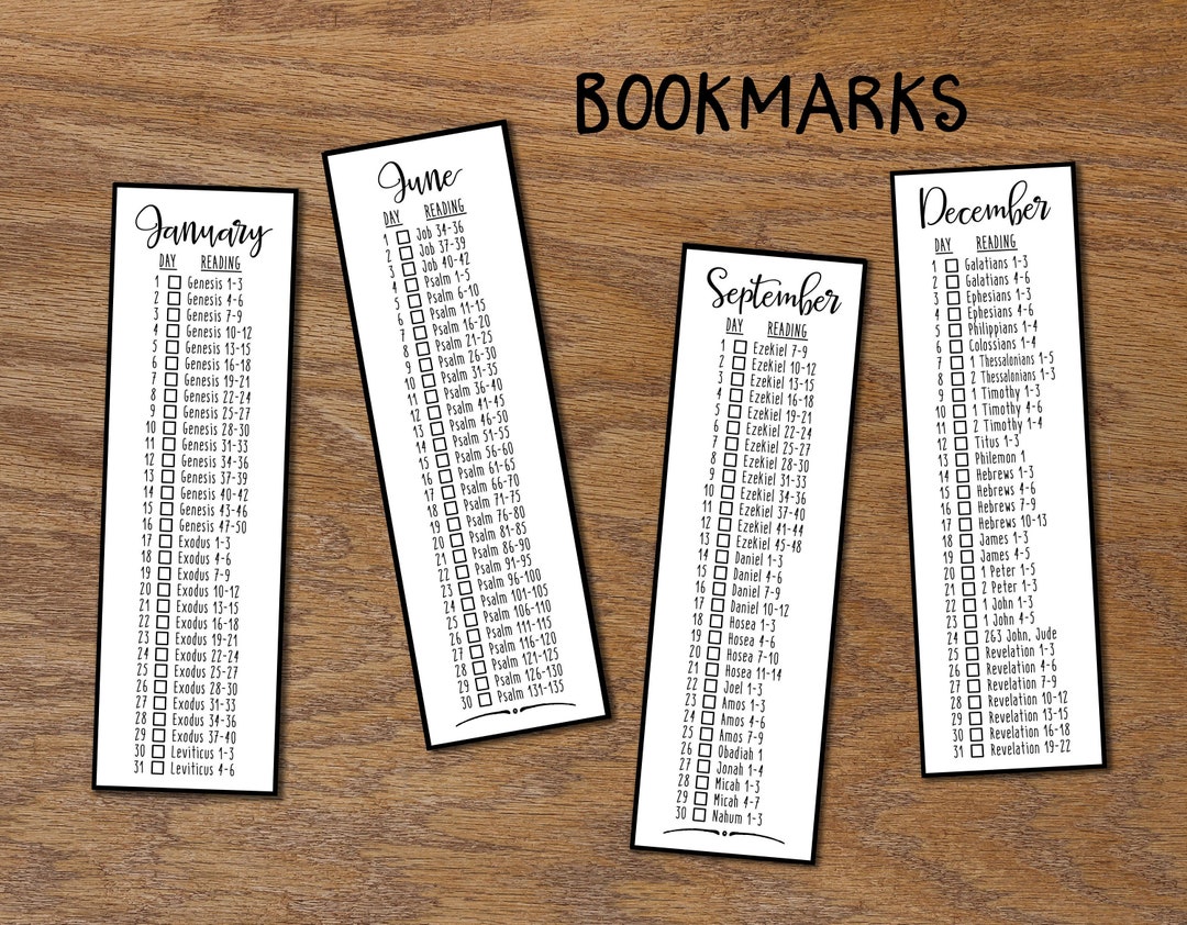 1 Year Read Through the Bible Bookmark Tracker. Christian Book Marks ...