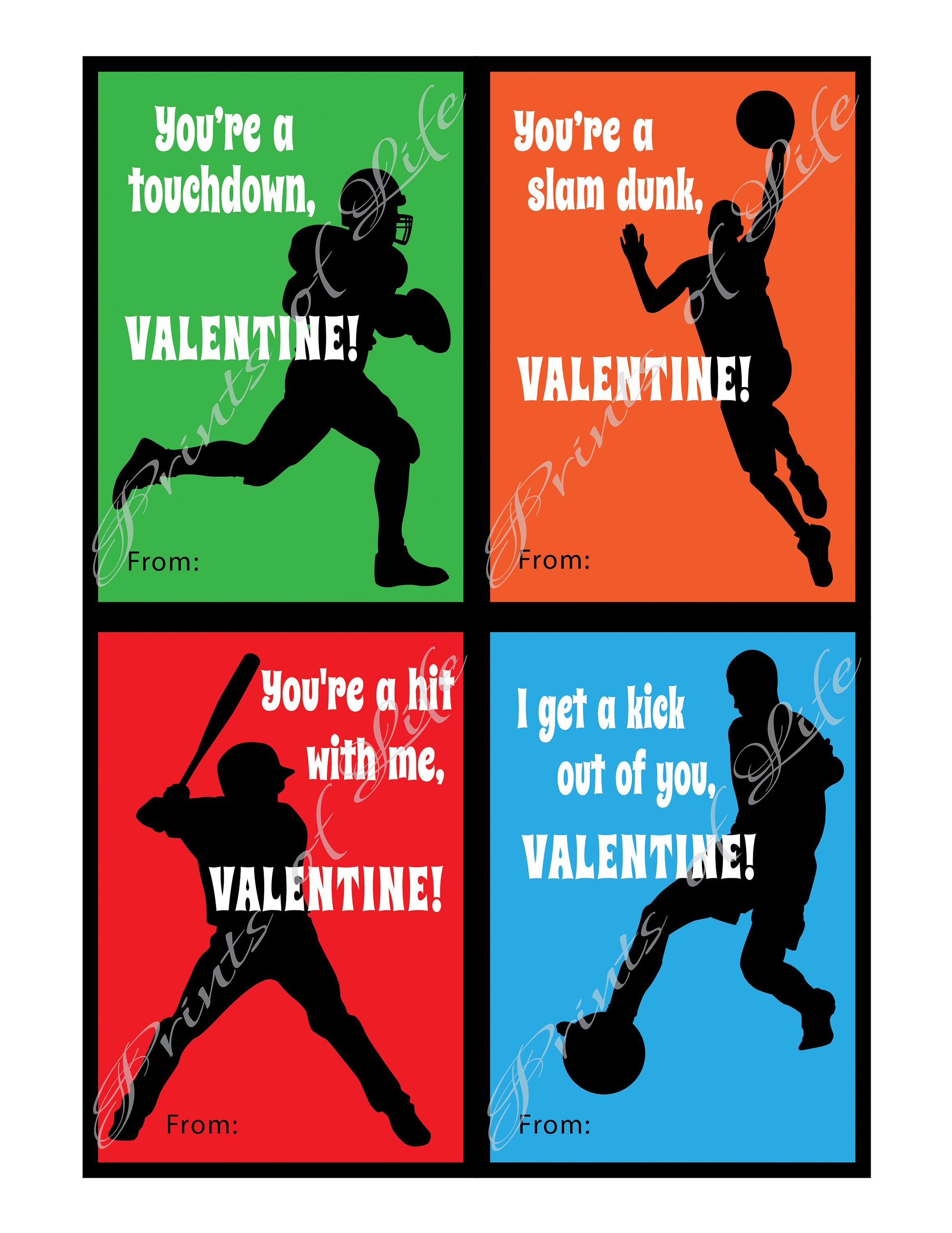 Kids Valentine Cards. Sports Valentine's Day Boys | Etsy