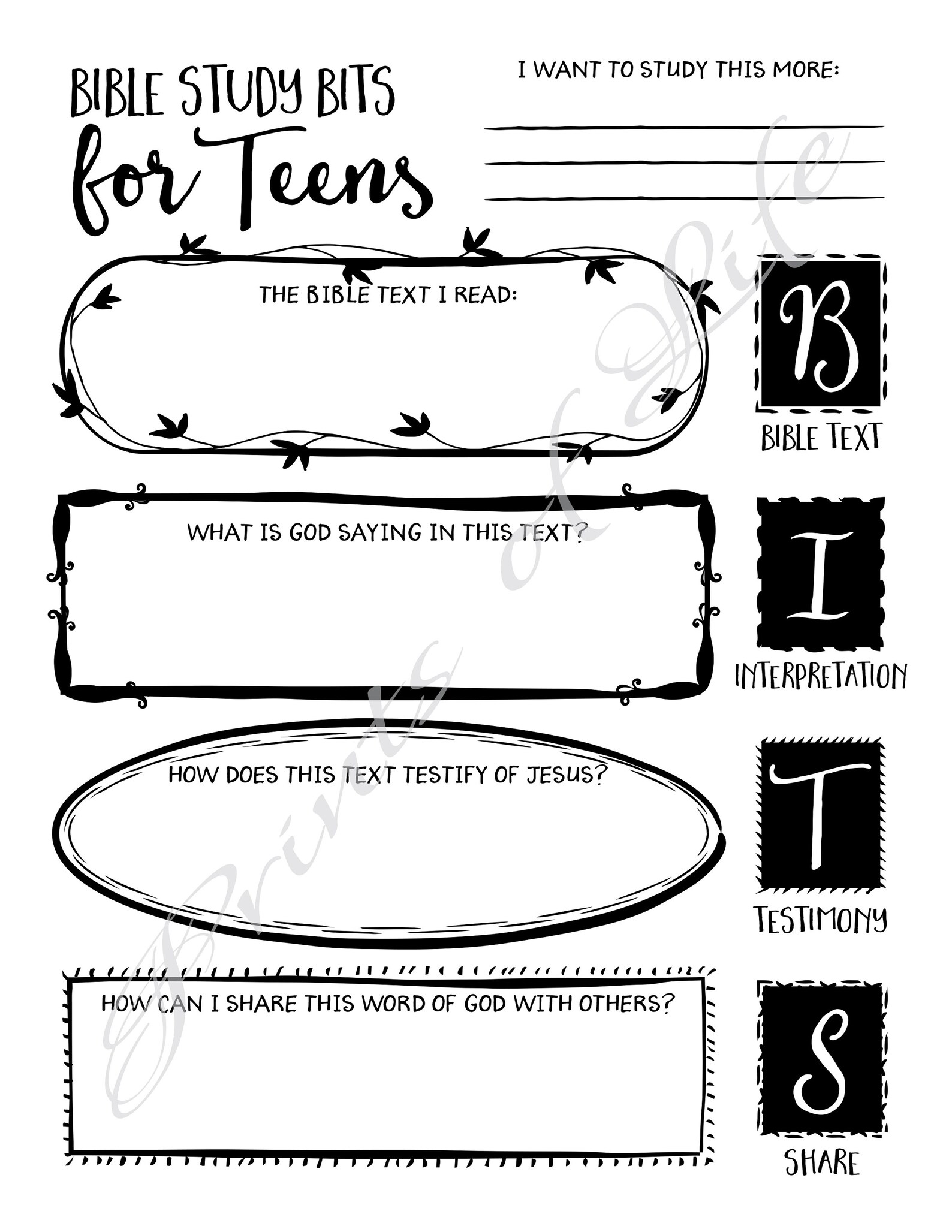 Bible Study Journal Notes for Teens. BITS. Instant Download - Etsy