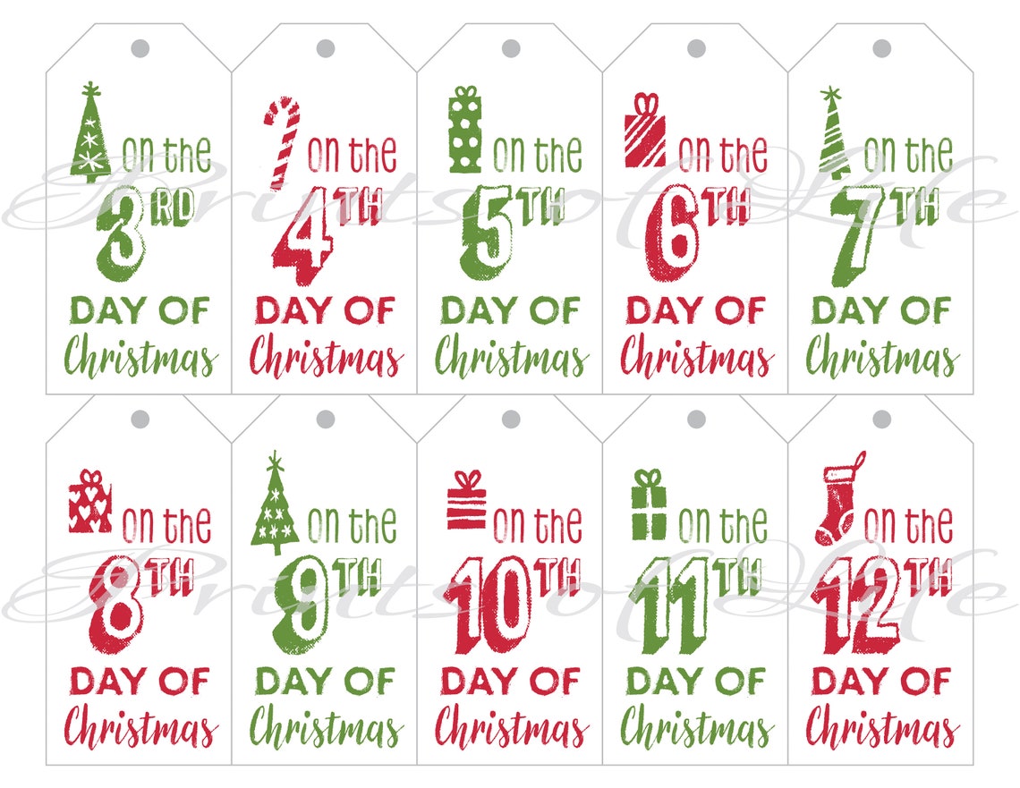 12 Days of Christmas Gift Tags & Card. Instant Download - Etsy