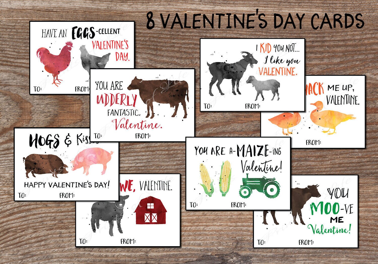 Kids Valentines Day Cards for School. for Boys Girls. Instant Download ...