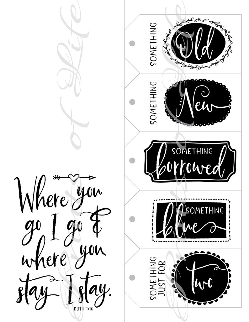 Something Old New Borrowed Blue. Five Gift Tags & Card. - Etsy