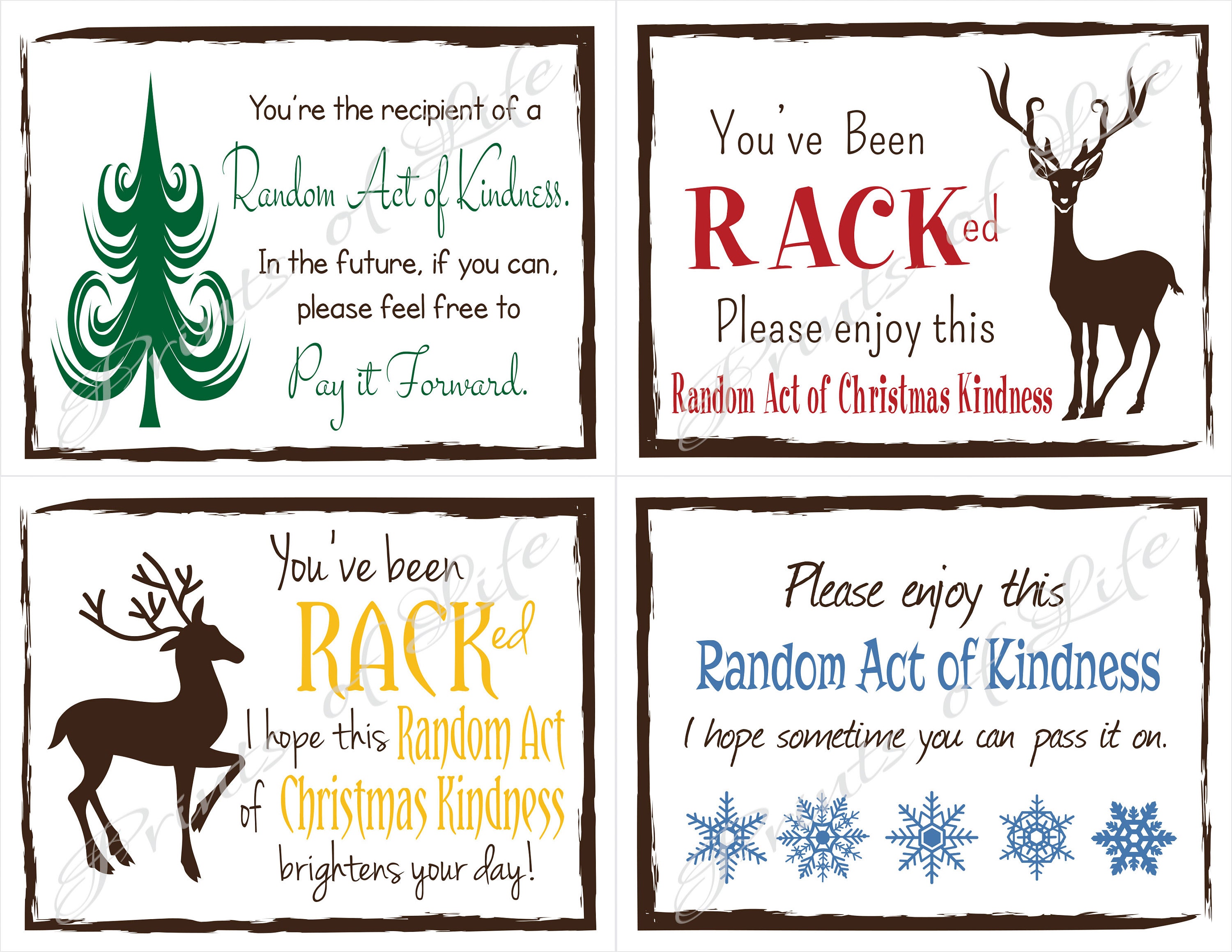 Christmas Random Act of Kindness Cards. Instant Download - Etsy