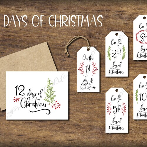 12 Days of Christmas Gift Tags Printable 12 Days of - Etsy UK