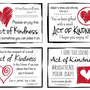 Love Random Act of Kindness Cards. Instant Download. Pdf Printable. DIY ...