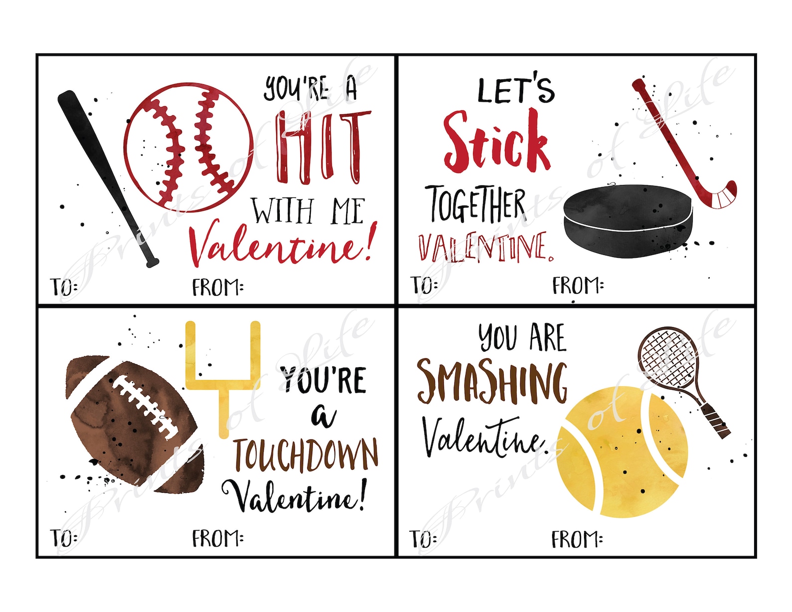 Kids Valentine Cards. Sports Valentines Day. Boys Girls. Instant ...
