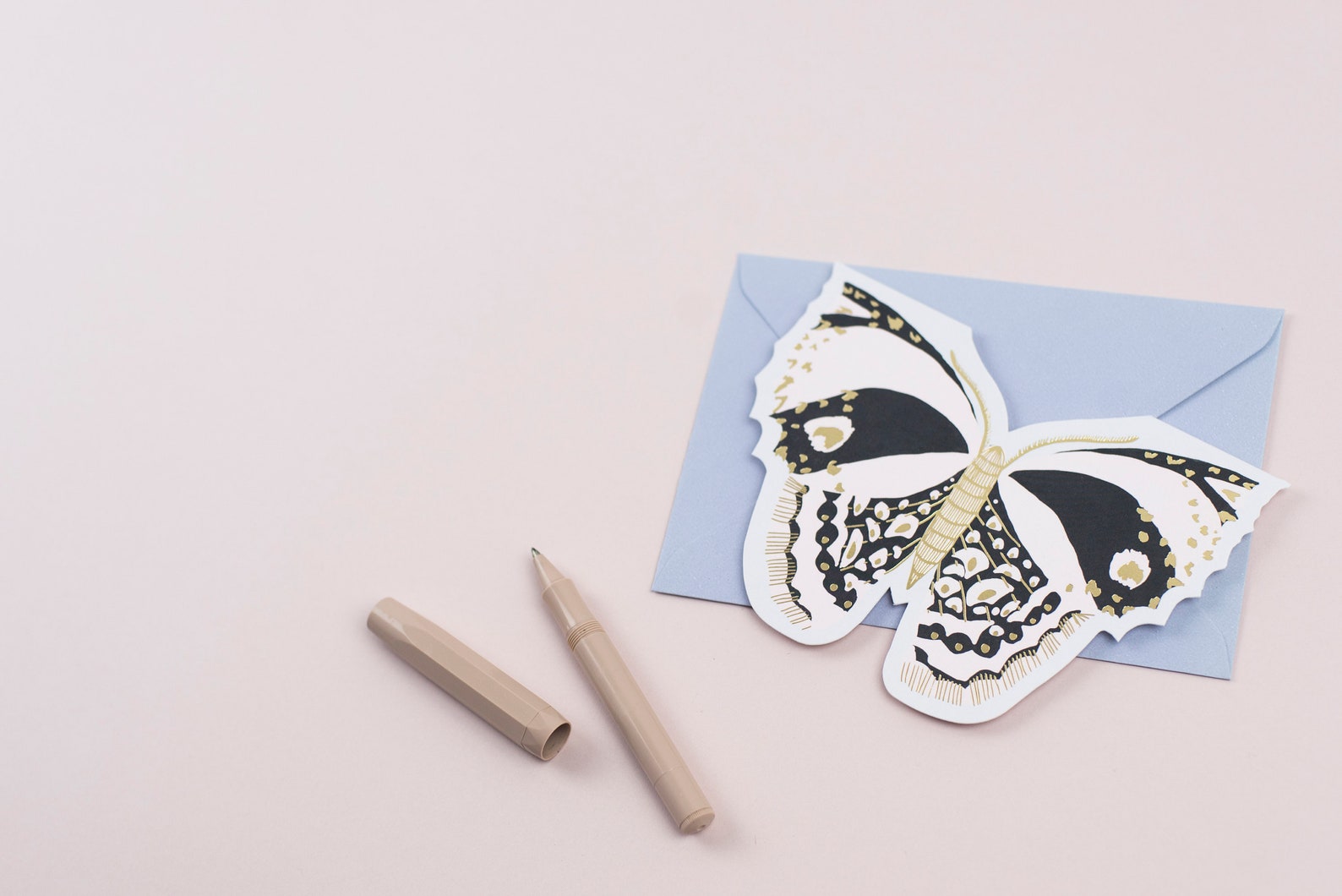 Illustrated Gold Foil Butterfly Greeting Card - Etsy
