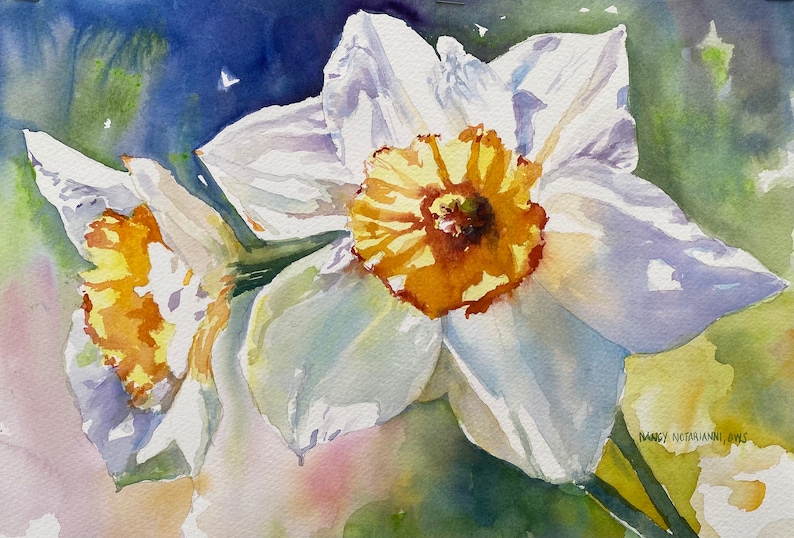 Daffodil Flowers Original Watercolor Painting - Etsy