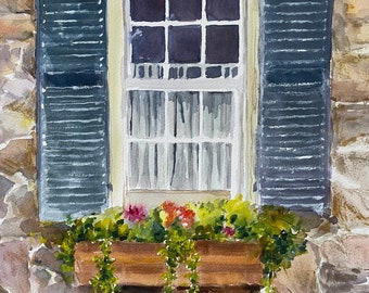 Window Box Watercolor - Etsy