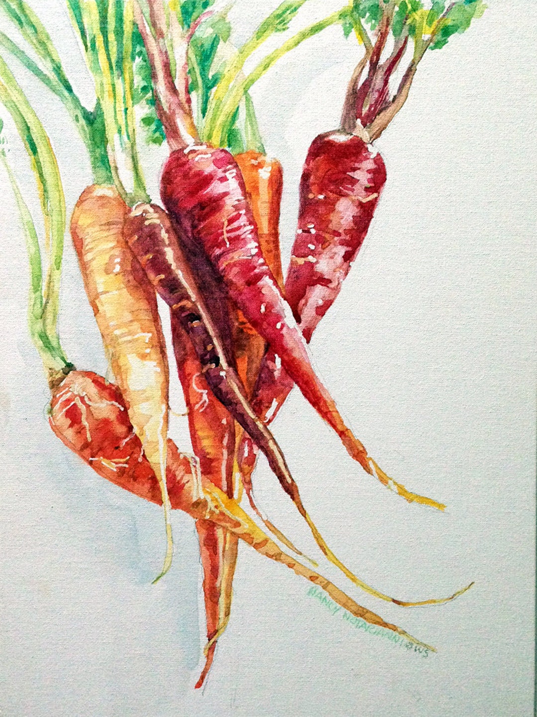 Carrots Watercolor Original Painted on Canvas - Etsy