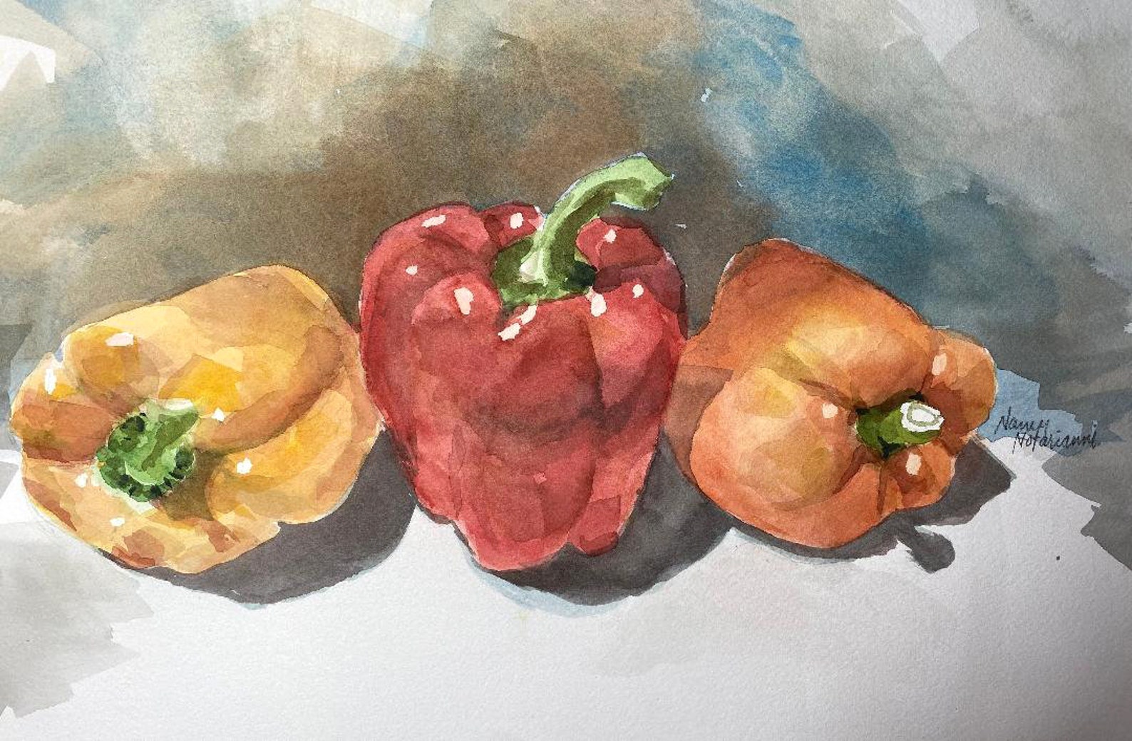 Three Peppers Original Watercolor Painting - Etsy
