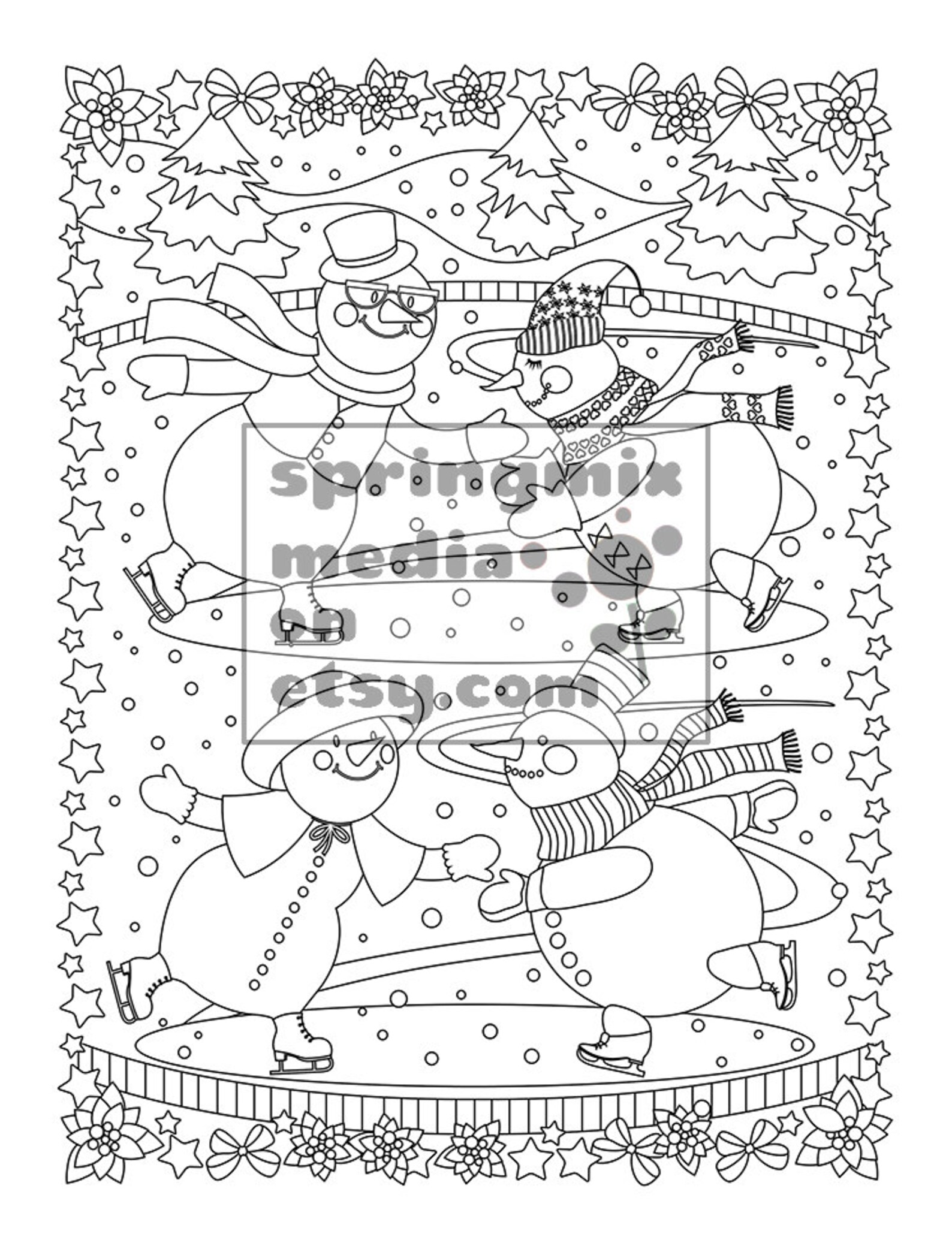 Christmas Coloring Page Holiday Xmas Snowmen Christmas Treats Holiday ...